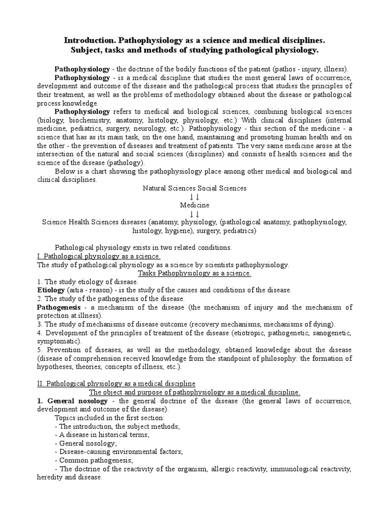 Introduction To Pathophysiology Pdf Pathology Experiment