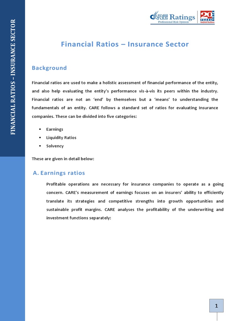 Financial Ratios - Insurance Sector | PDF | Market Liquidity | Insurance