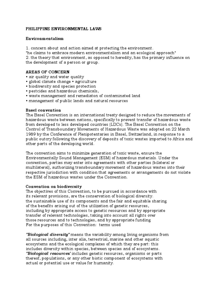 Philippine Environmental Laws | PDF | United Nations Framework ...