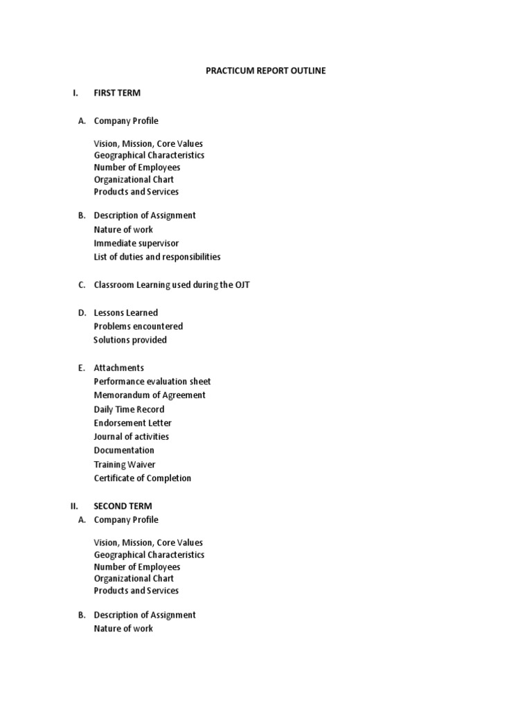 Practicum Report Outline | PDF