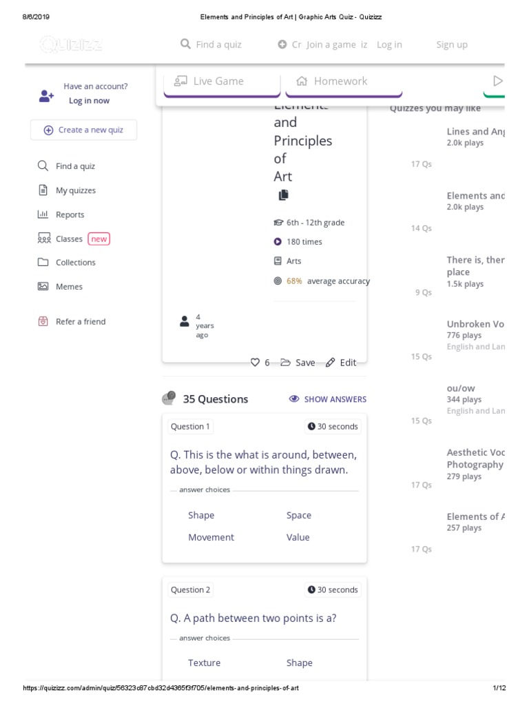 Elements and Principles of Art - Graphic Arts Quiz - Quizizz | Download ...