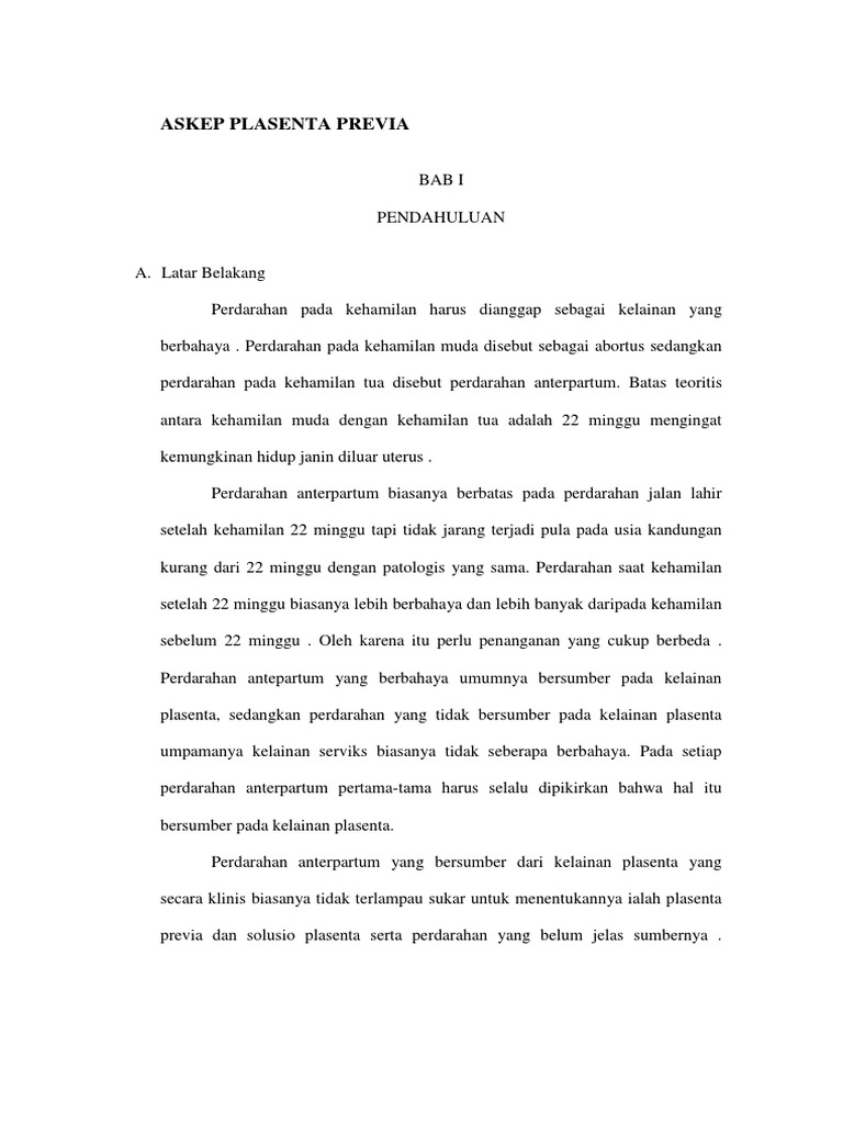 Askep Plasenta Previa | PDF