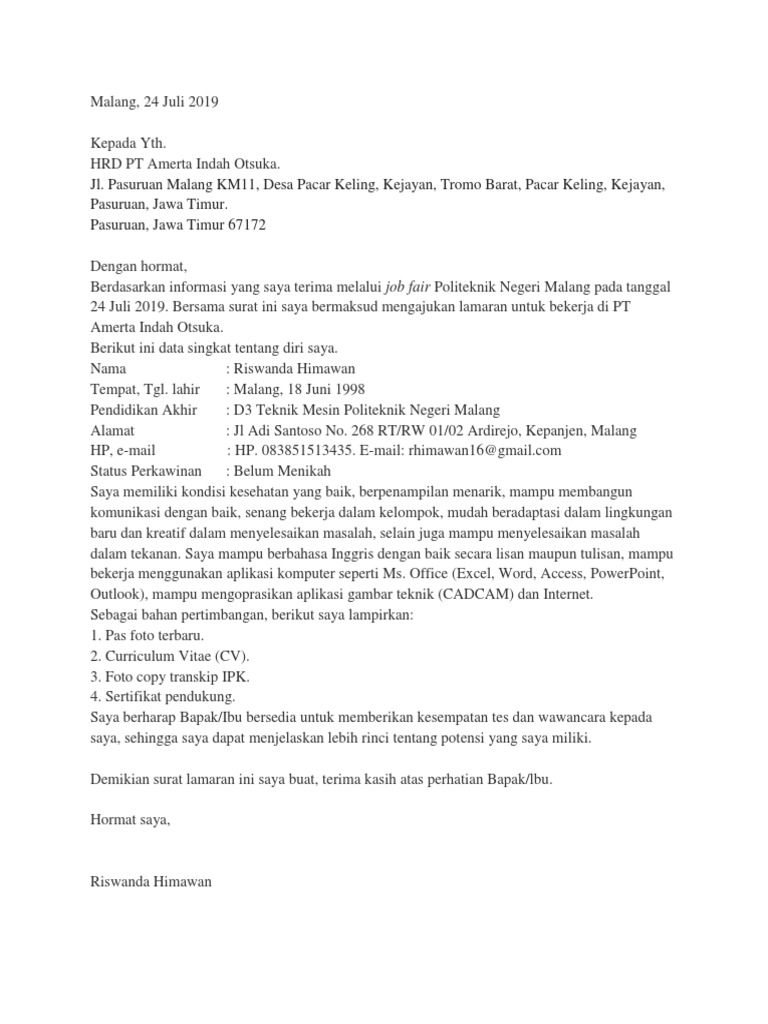 Surat Lamaranku | PDF