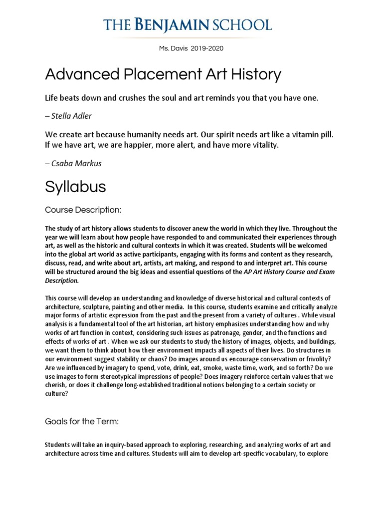 AP Art History Course Outline | PDF | Art History | Medieval Art