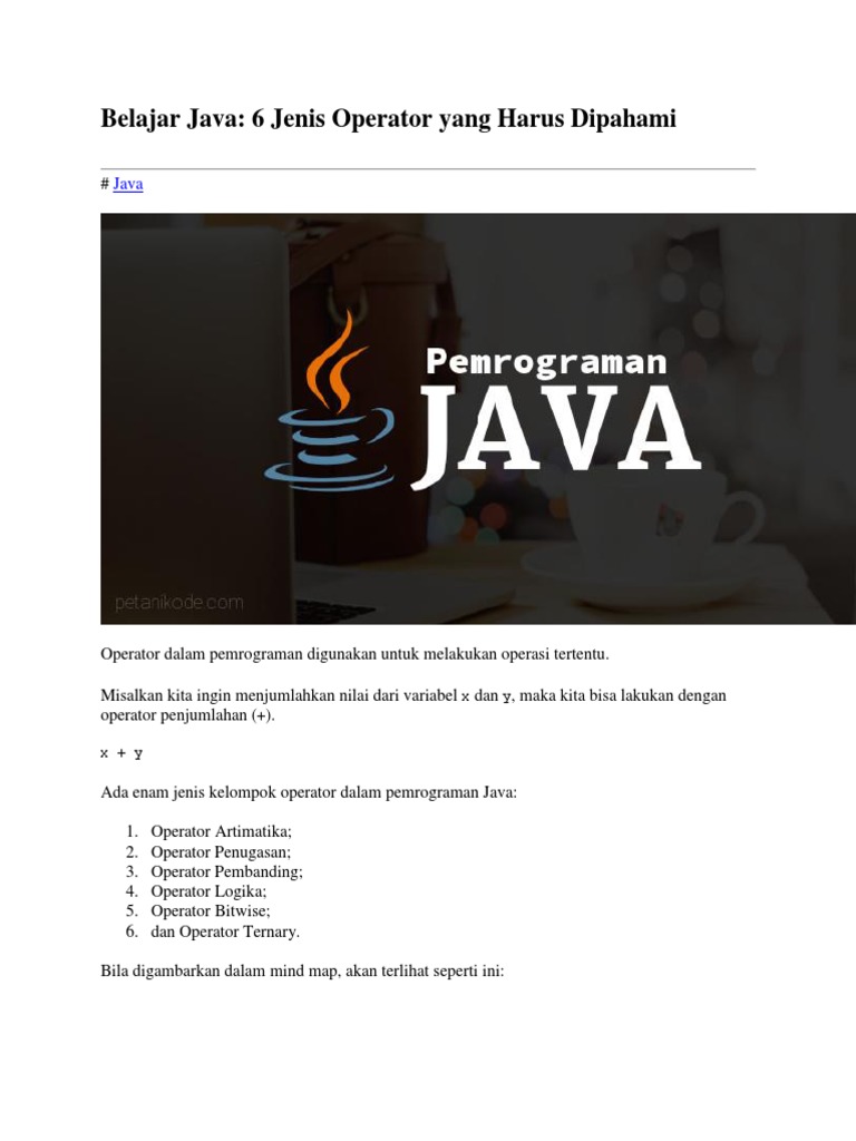 Tutorial Java #06 Memahami Operator Dasar Pada Java | PDF