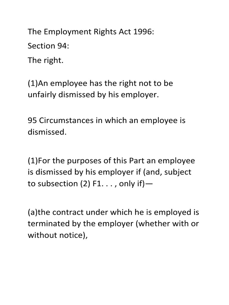 The Employment Rights Act 1996 | PDF | Law | Technology & Engineering