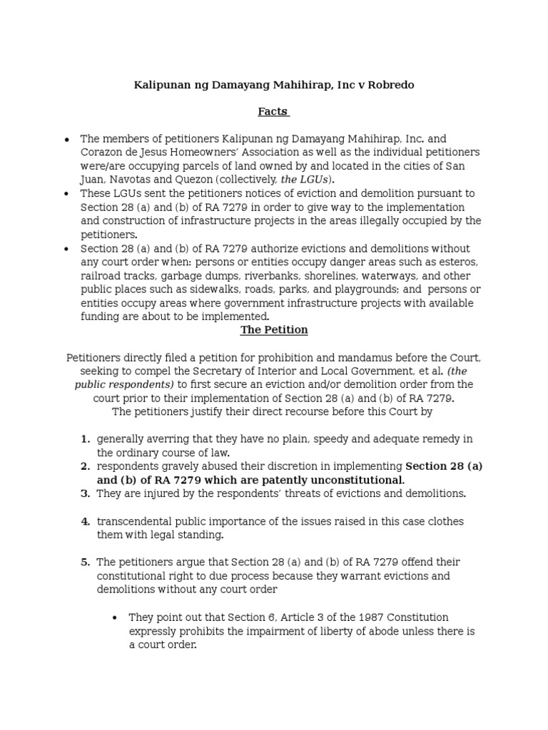 On Lis Mota - Kalipunan NG Damayang Mahihirap, Inc V Robredo Republic V ...