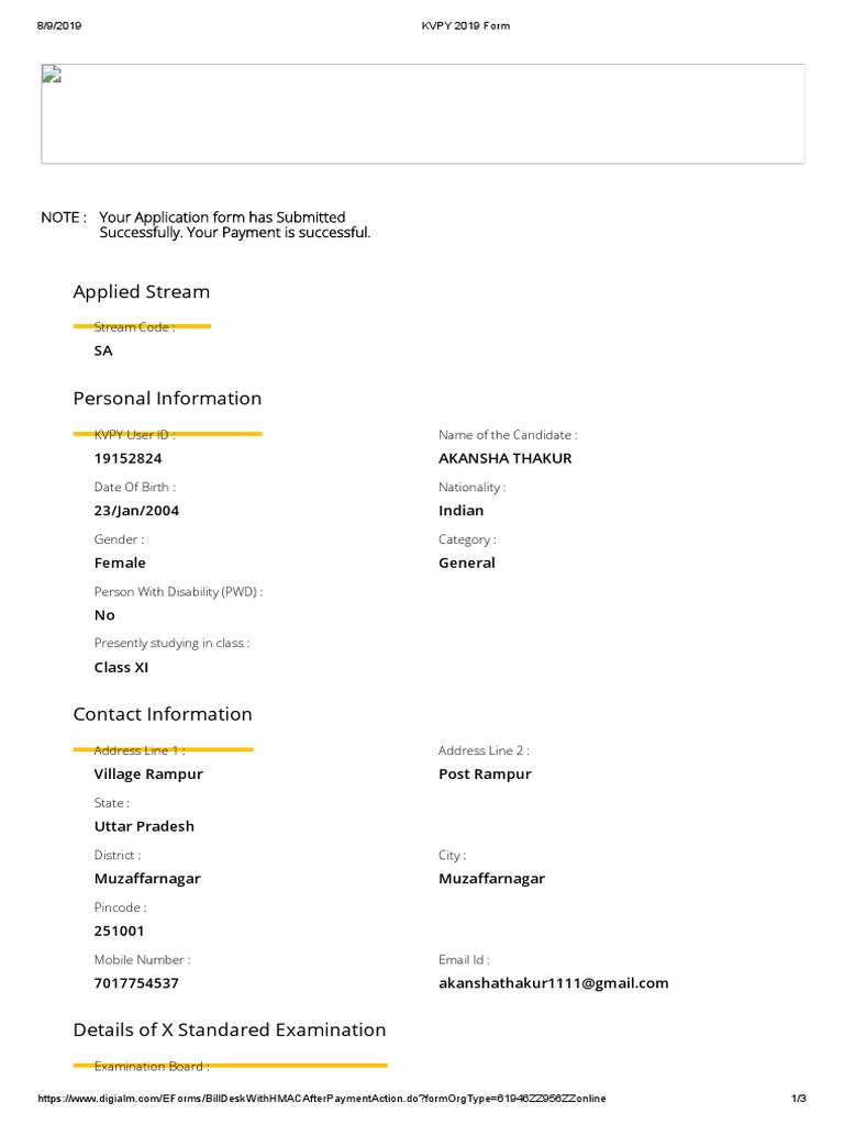 Applied Stream: NOTE: Your Application Form Has Submitted Successfully ...