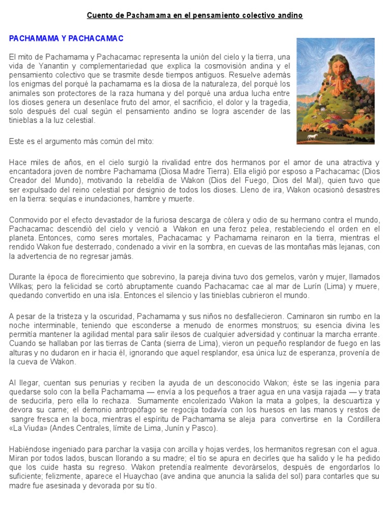 Cuento de la Pachamama para Niños | PDF | Crecimiento de la población ...
