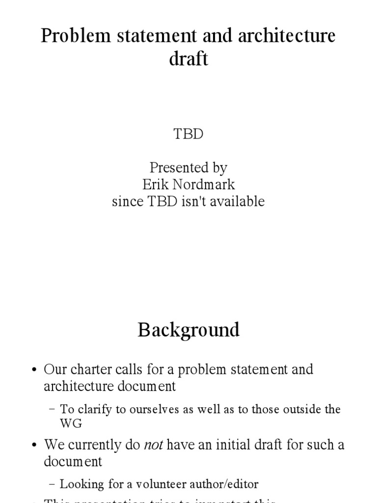 Draft Problem Statement and Architecture Document for the TRILL ...