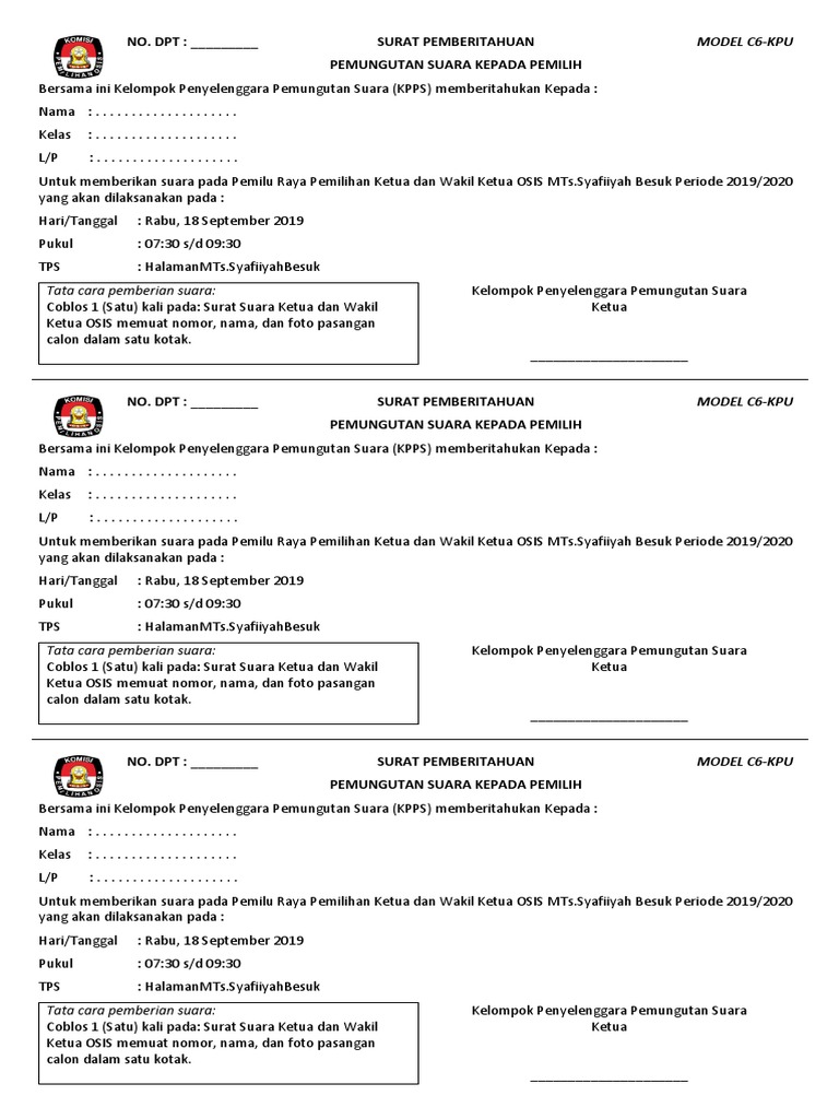 Form C6 KPO OSIS MTs. Syafiiyah | PDF