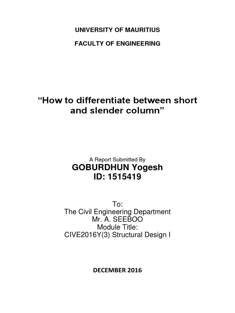 "How To Differentiate Between Short and Slender Column": Goburdhun ...