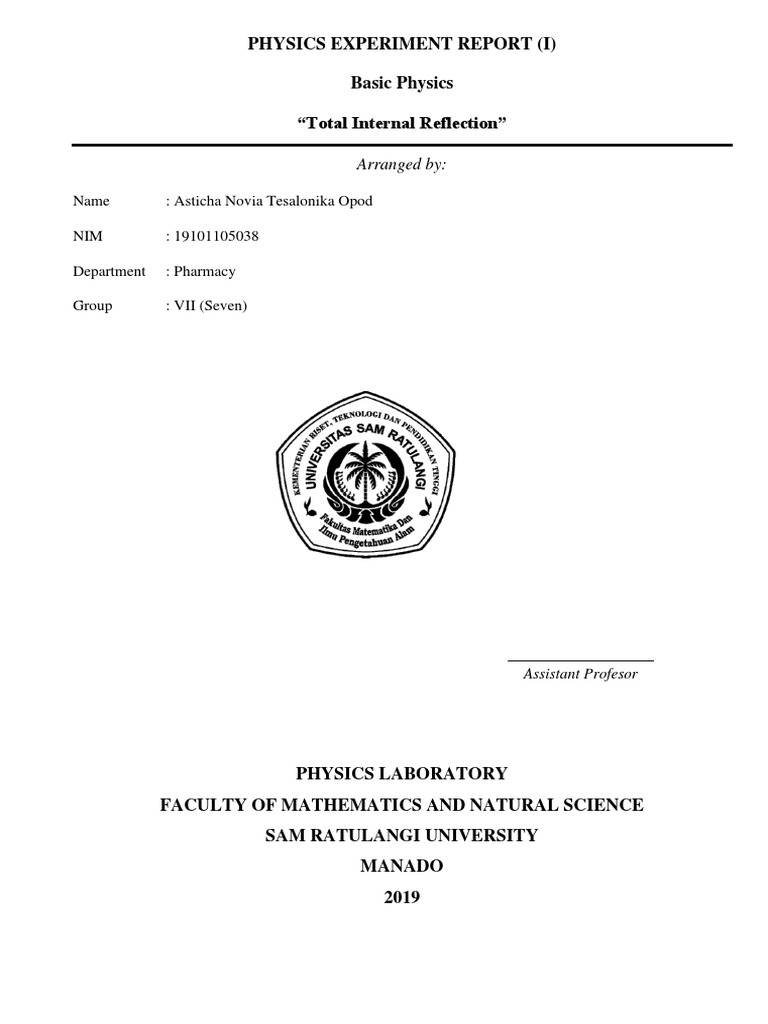 Asticha Opod - 19101105038-1 | PDF | Lens (Optics) | Refraction