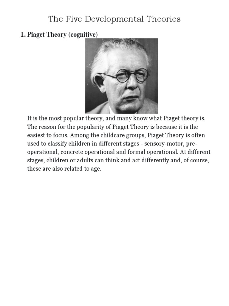 Five Key Developmental Theories | PDF | Psychological Theories ...