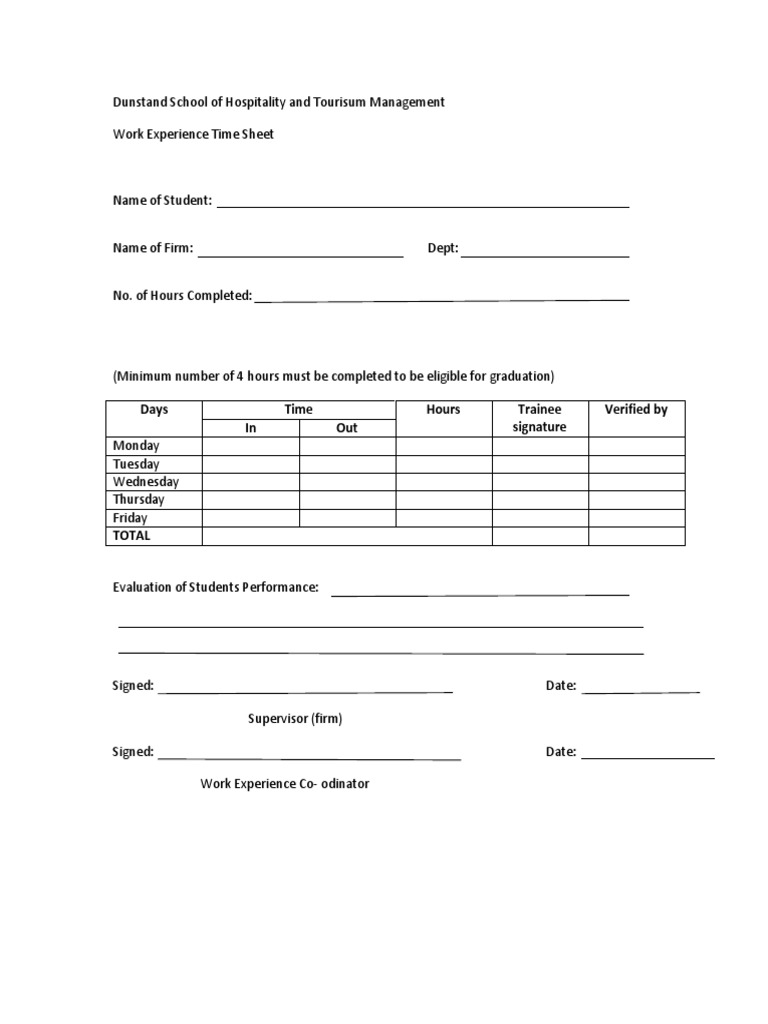 Days Time Hours Trainee Signature Verified by in Out | PDF