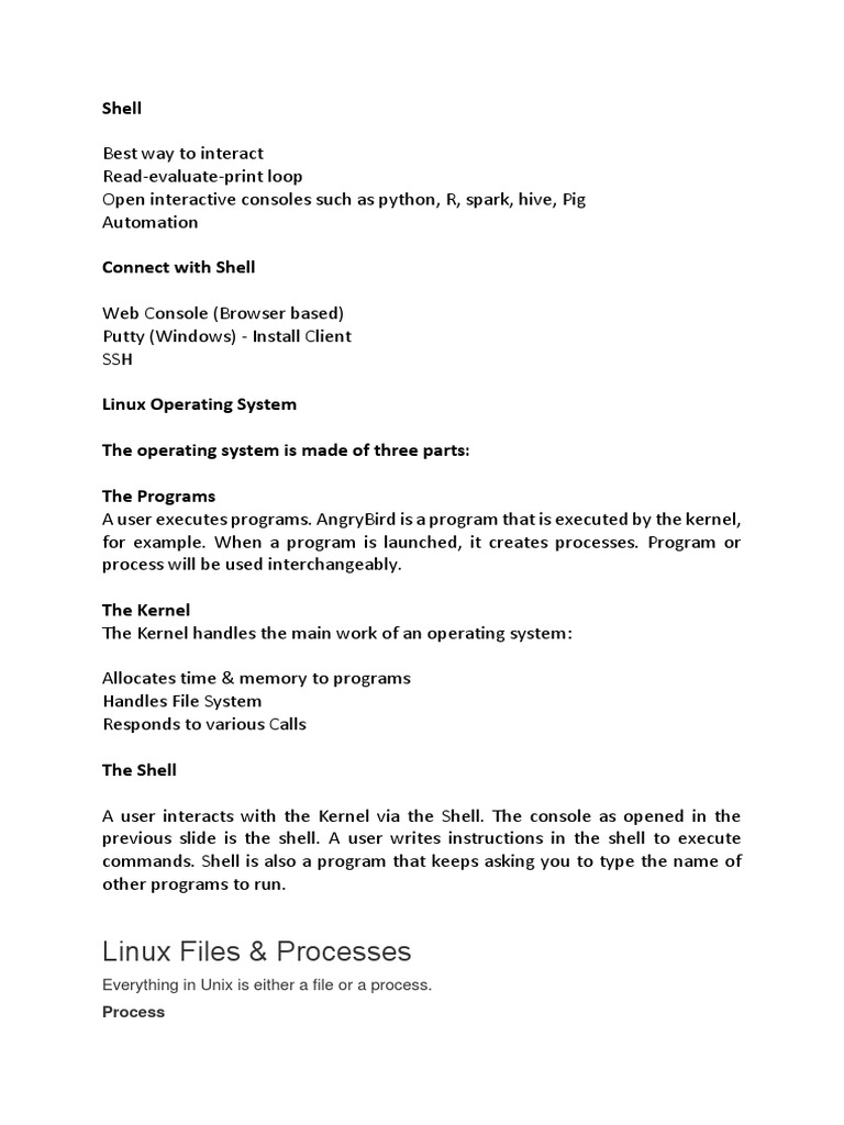 Linux Files & Processes: Shell | PDF | Shell (Computing) | Operating System
