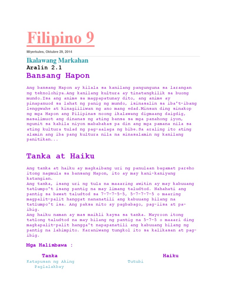 Filipino Lesson | PDF