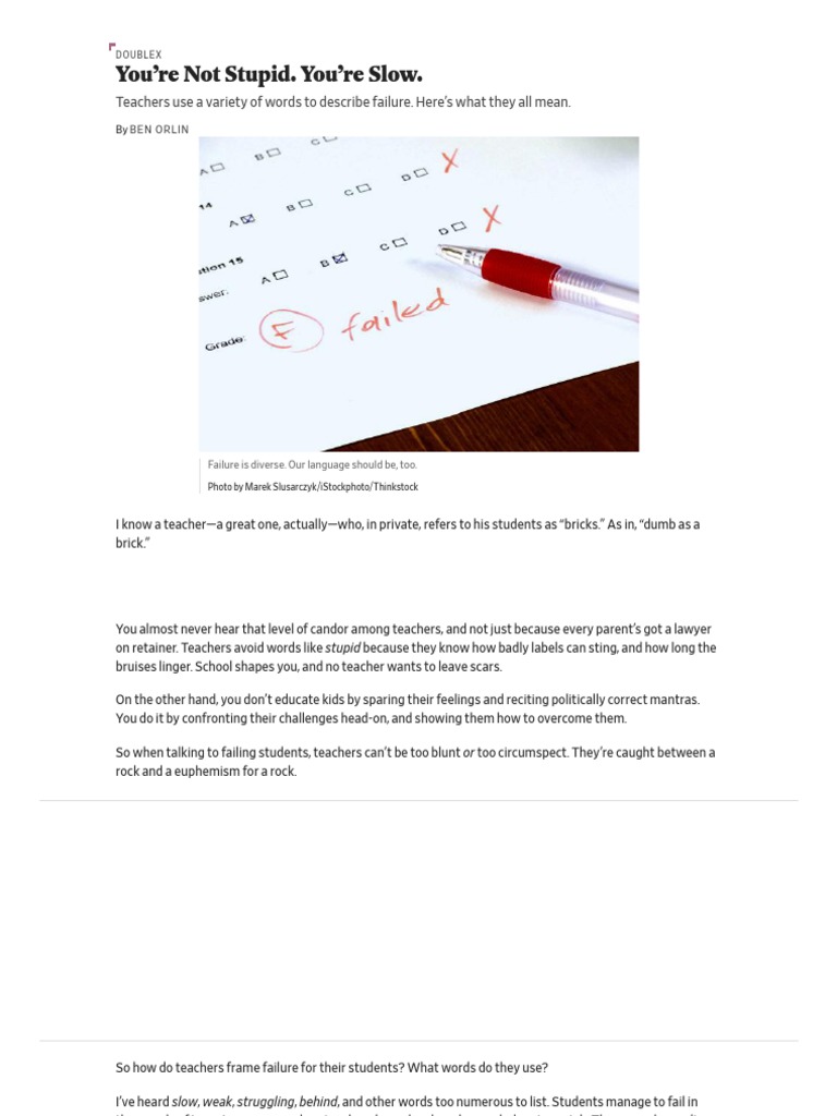 Stupid Is Not The Same Thing As Slow - All The Words Teachers Use To ...