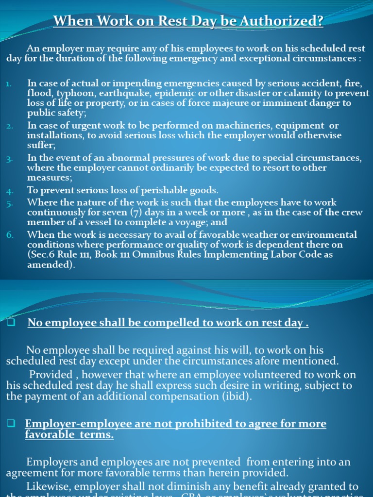 When Work On Rest Day Be Authorized | PDF | Overtime | Working Time