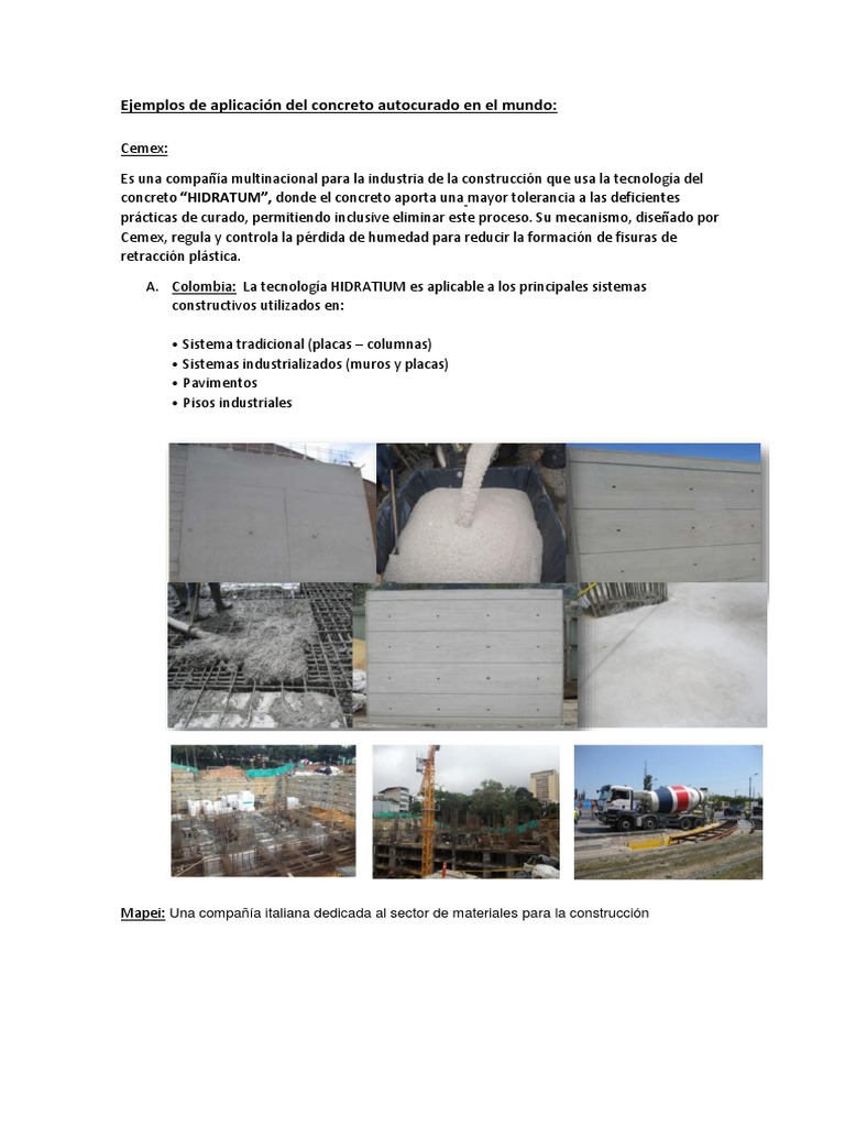Concreto Autocurado Ejemplos | PDF