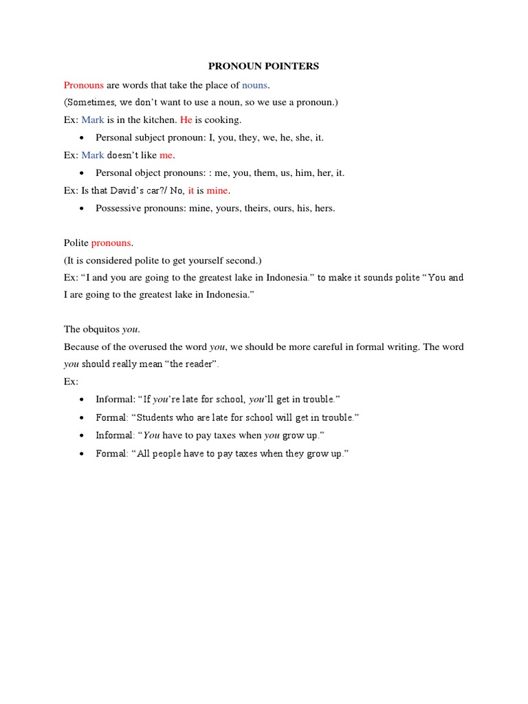 A Guide to Understanding Pronouns: Personal, Possessive, Polite, and ...