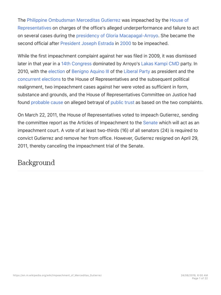 Impeachment | PDF | Philippines | Government