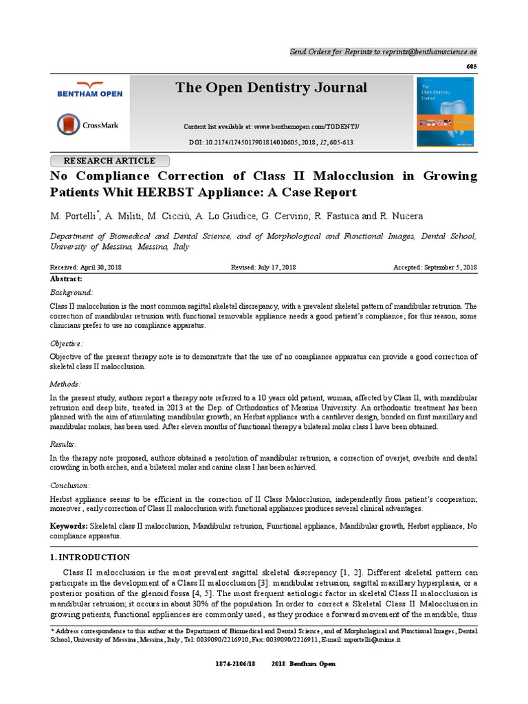 The Open Dentistry Journal | PDF | Orthodontics | Mouth