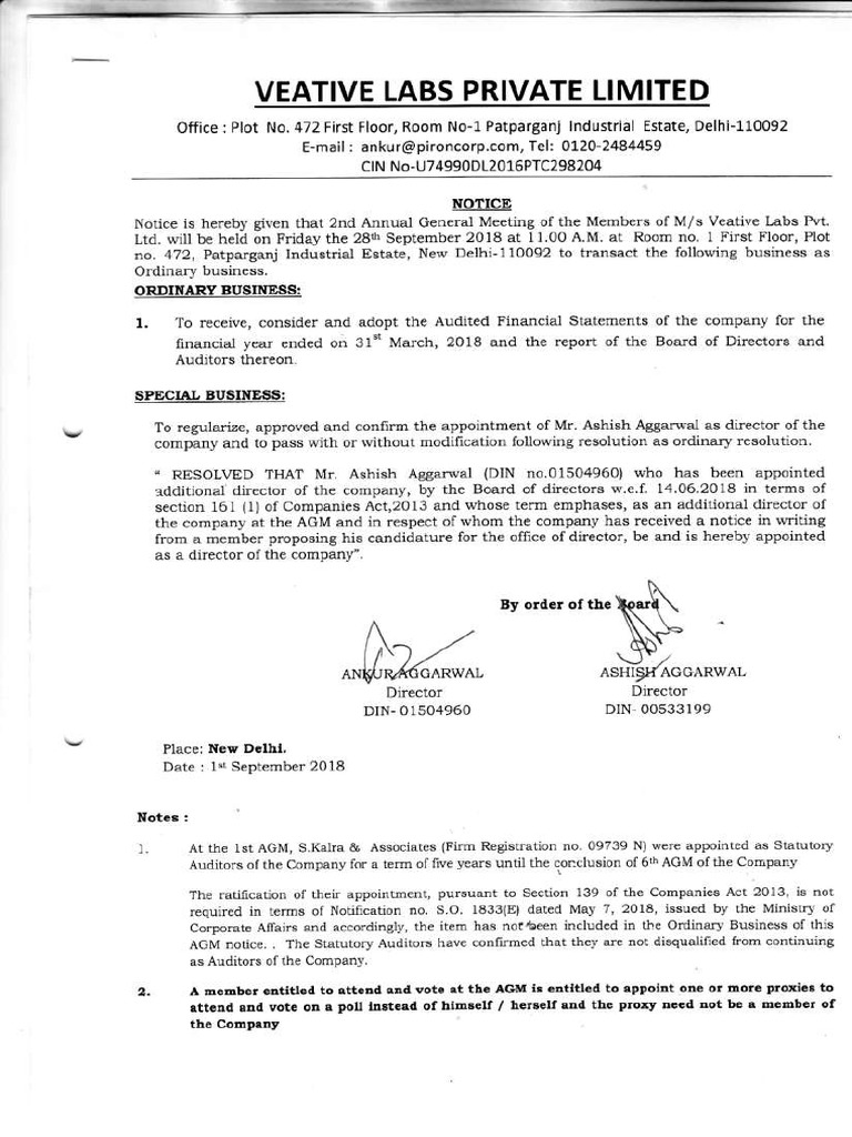 2nd Annual General Meeting Notice | PDF