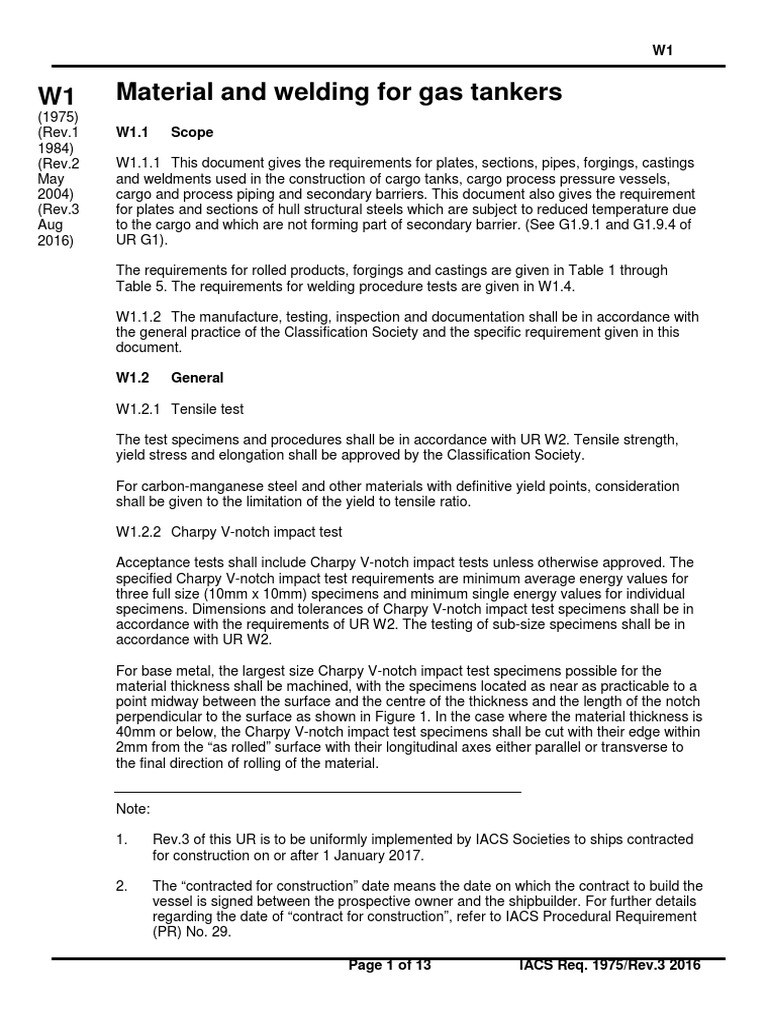 W1 Material and Welding For Gas Tankers W1 | PDF | Heat Treating | Steel