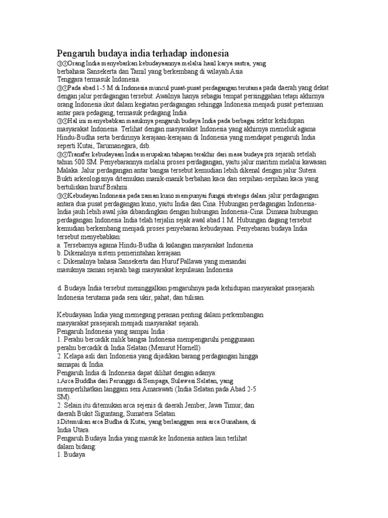Pengaruh Budaya India Terhadap Indonesia Indianisasi 11 | PDF