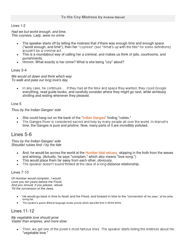 To His Coy Mistress | PDF