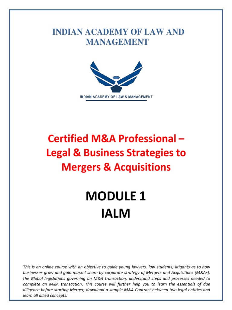 Certified M&A Professional - Legal & Business Strategies To Mergers ...