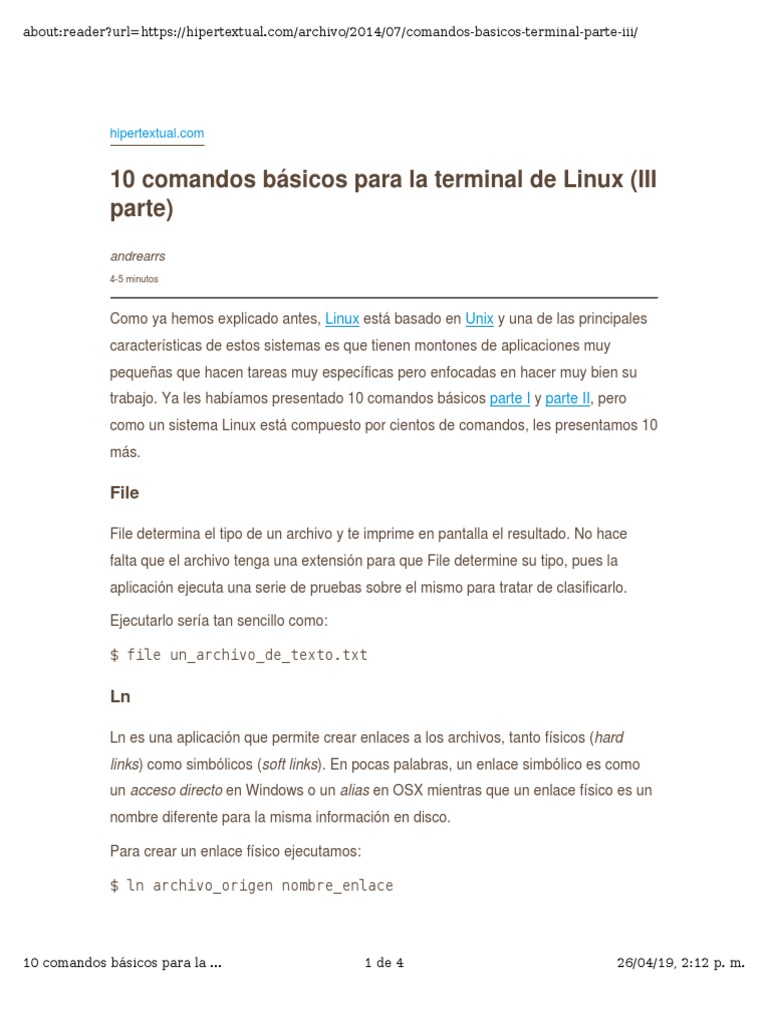 10 Comandos Básicos para Usar en La Terminal de Linux - 3 | PDF ...