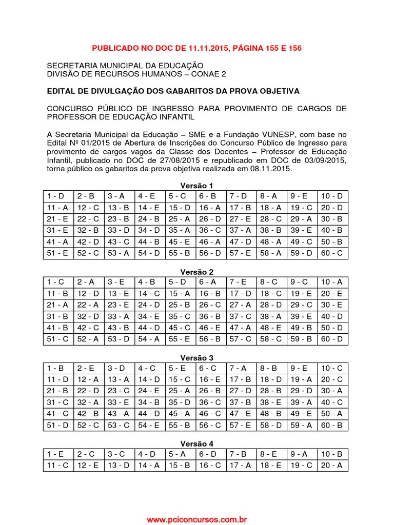 Divulgação dos Gabaritos e Instruções para Recurso da Prova Objetiva do ... Divulgação dos Gabaritos e Instruções para Recurso da Prova Objetiva do ...