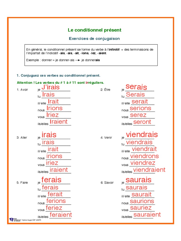 Exercices de conditionnel présent | PDF | Morphologie | Onomastique