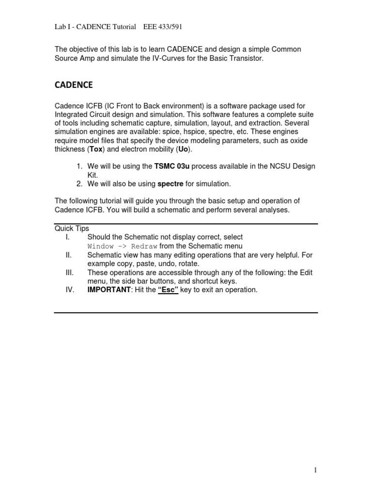 Cadence Tutorial | Download Free PDF | Spice | Amplifier