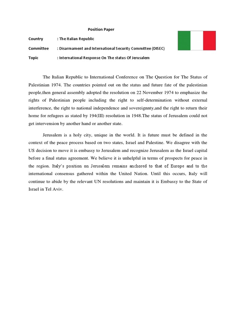 The Italian Republic: Disarmament and International Security Committee ...