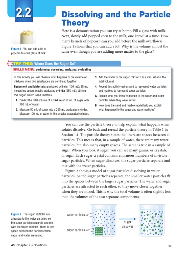 Dissolving and The Particle Theory: Where Does The Sugar Go? | PDF ...