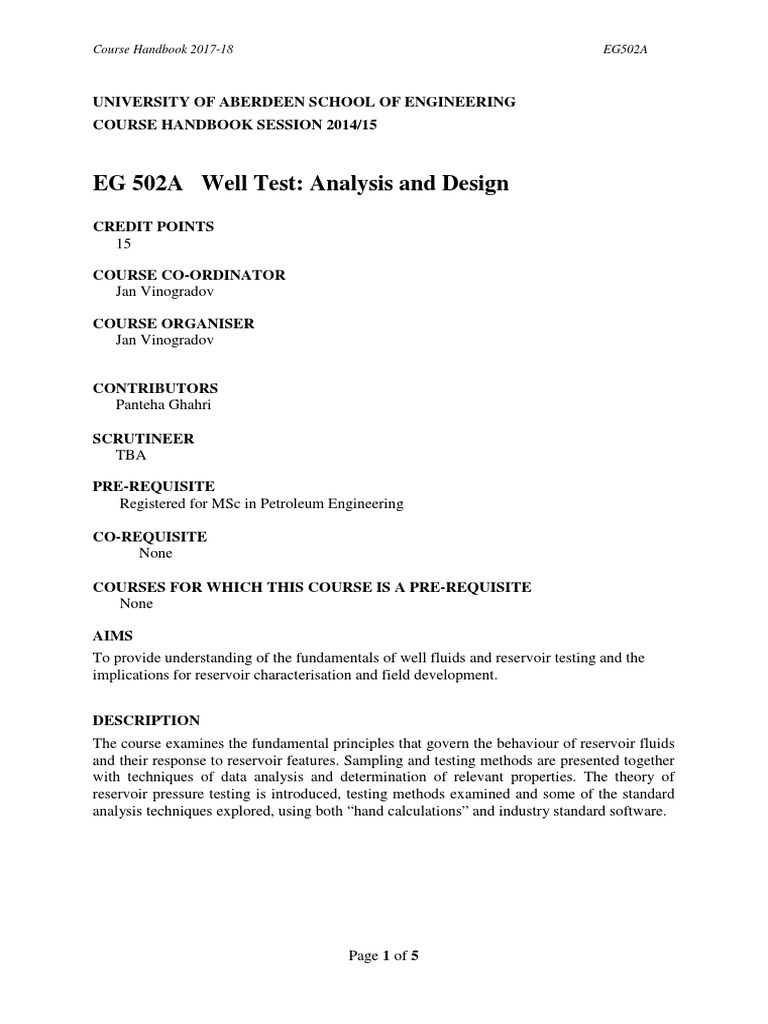 MSc Petroleum Eng. Well Testing | PDF | Data Analysis | Petroleum Reservoir