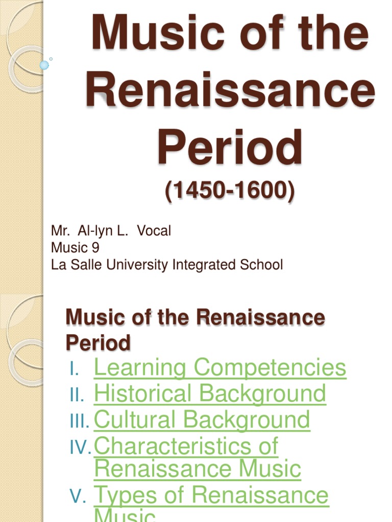 Renaissance Music: Characteristics & Composers | PDF | Composers | Choir