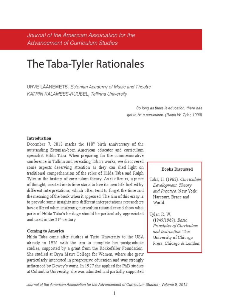 Taba vs. Tyler: Curriculum Theories | PDF | Curriculum | Thought
