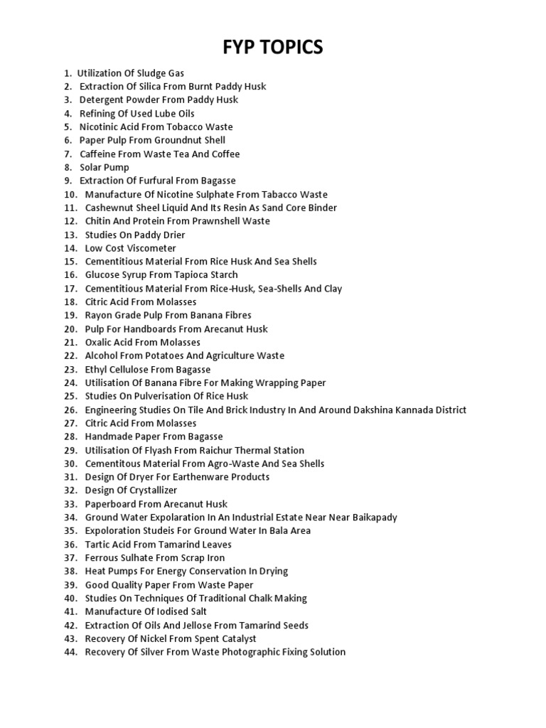 Fyp Topics | PDF | Petroleum | Water