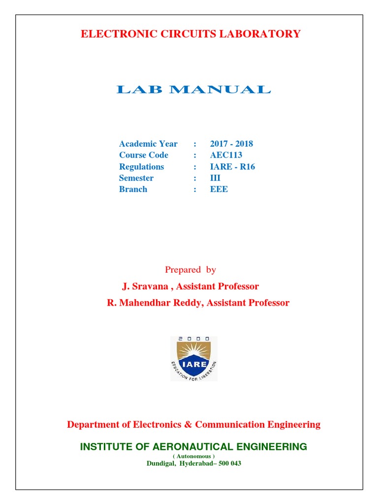 Electronic Circuit Laboratory MANUAL PDF | PDF | Field Effect ...
