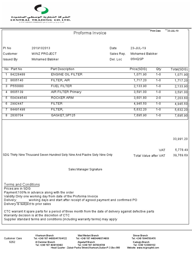Proforma Invoice: Terms and Conditions | PDF | Invoice | Business