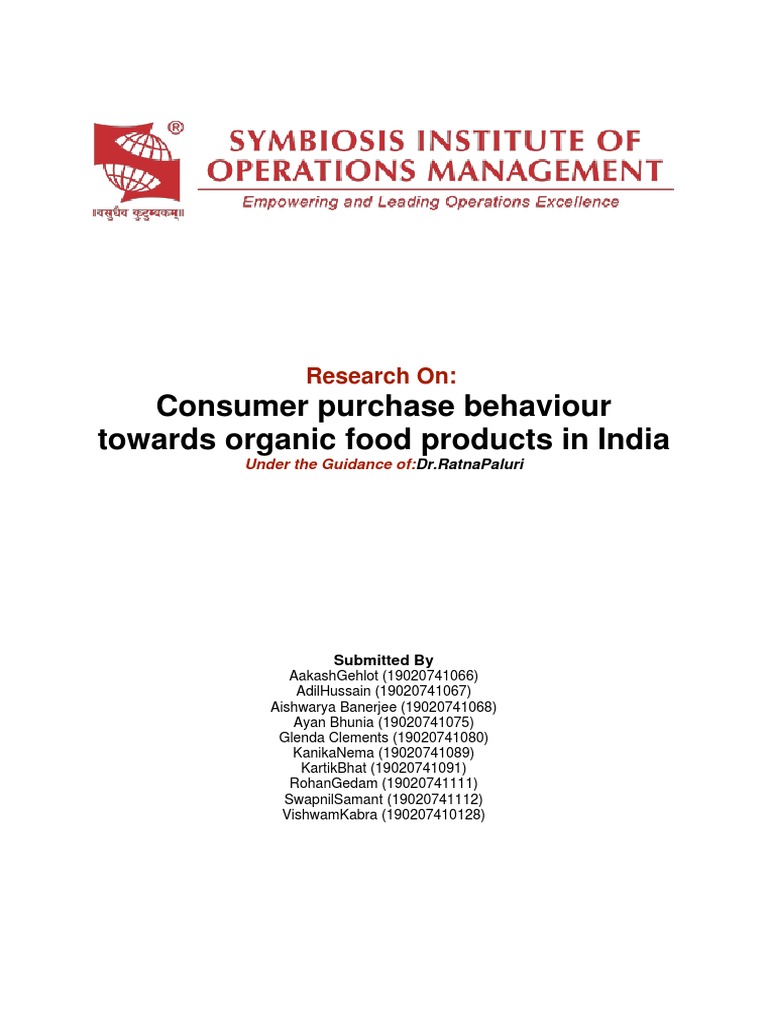 Consumer Purchase Behaviour Towards Organic Food Products in India ...