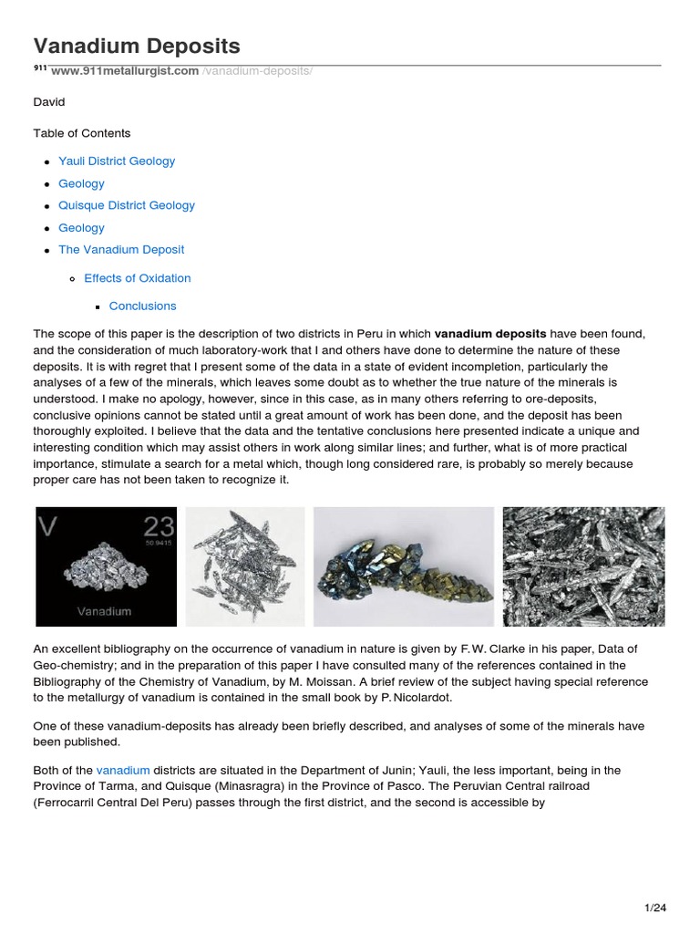 Vanadium Deposits | PDF | Geology | Rocks