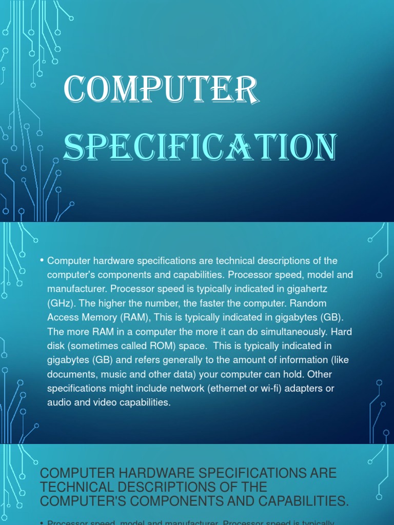 Understanding Computer Hardware Specifications: A Guide to Key Components and Their Technical ...