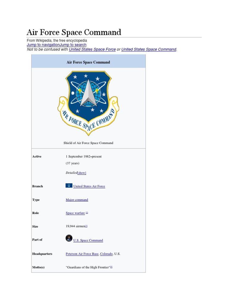 Guardians of the High Frontier: An Overview of the United States Air ...