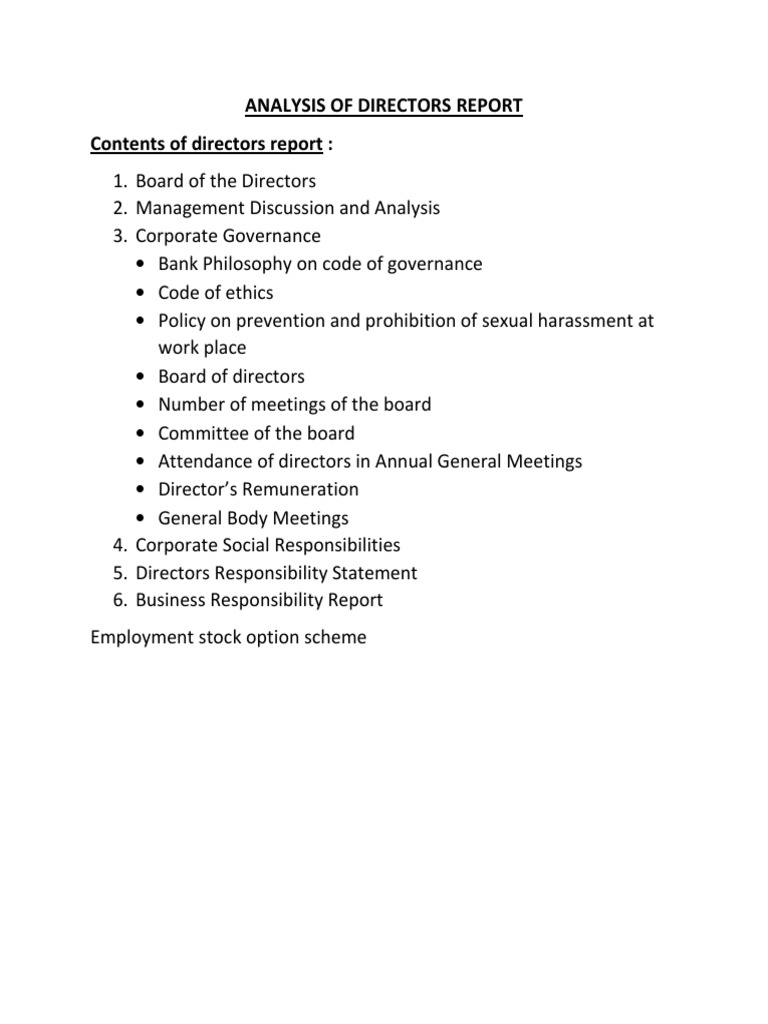 Analysis of Directors Report | PDF