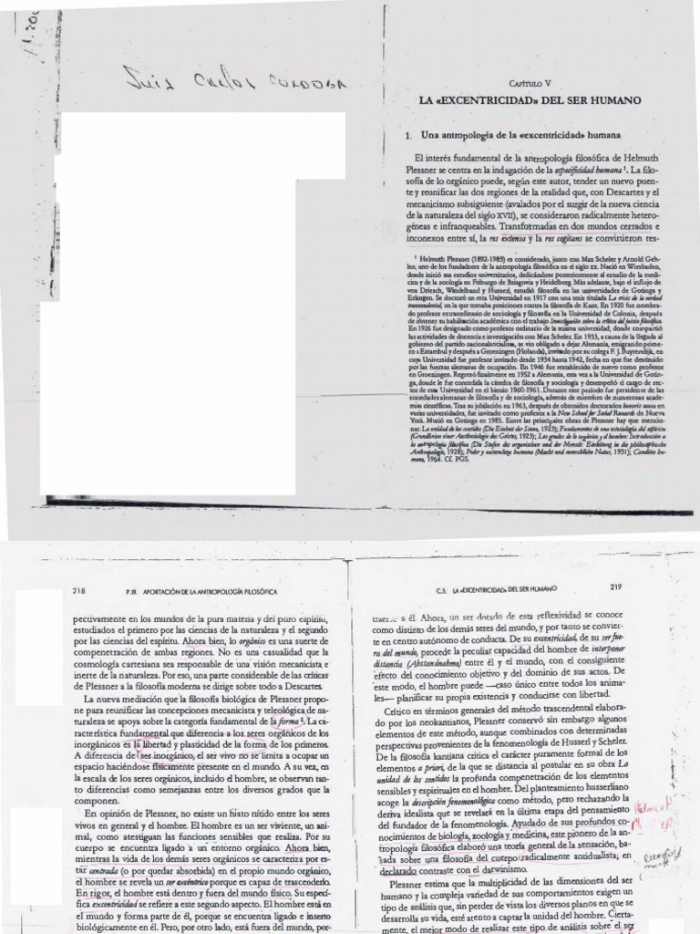 La Excentricidad Del Hombre PDF | PDF | Antropología Filosófica | Homo ...